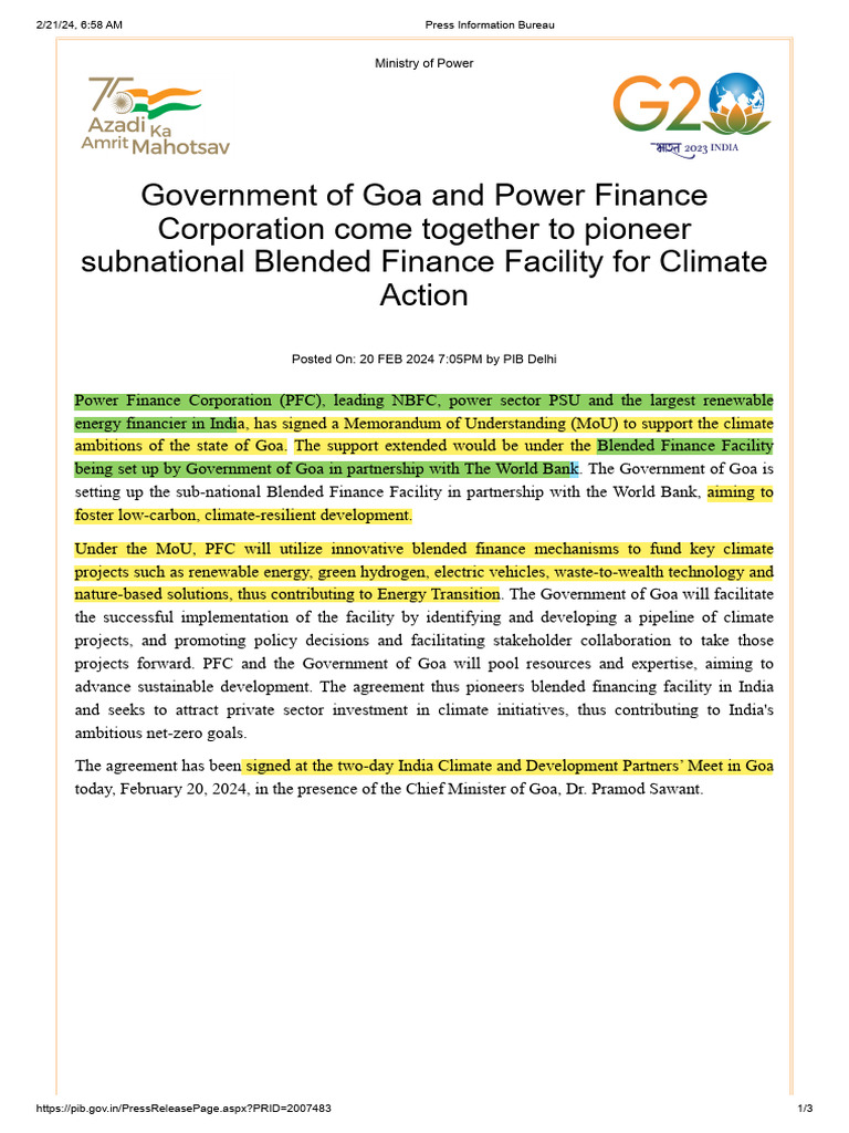 Blended Finance Facility - World Bank - PFC - Goa | PDF | Economies ...