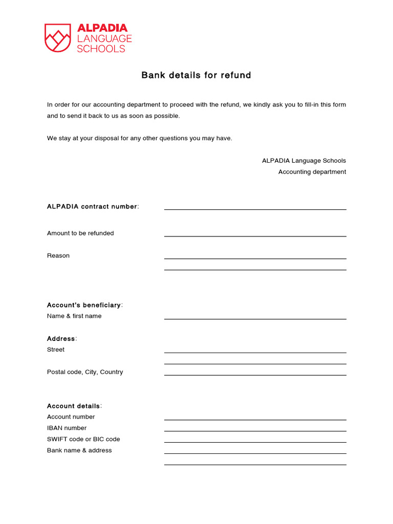 ALPADIA Refund Form | PDF