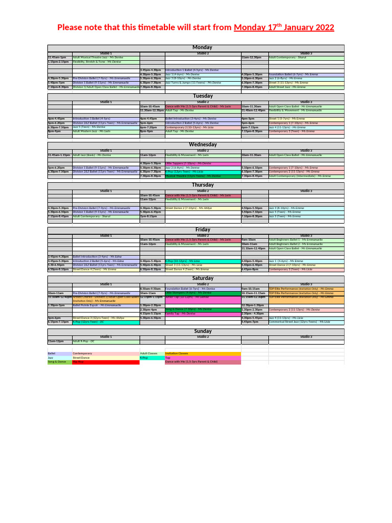 TDP Timetable 2022 | PDF | Concert Dance | Dances