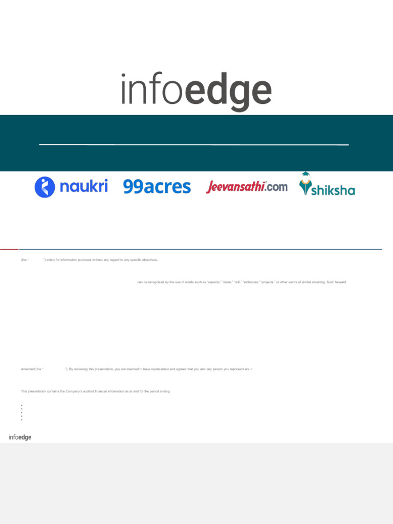 Info Edge November24 Presentation | PDF | Securities (Finance) | Business
