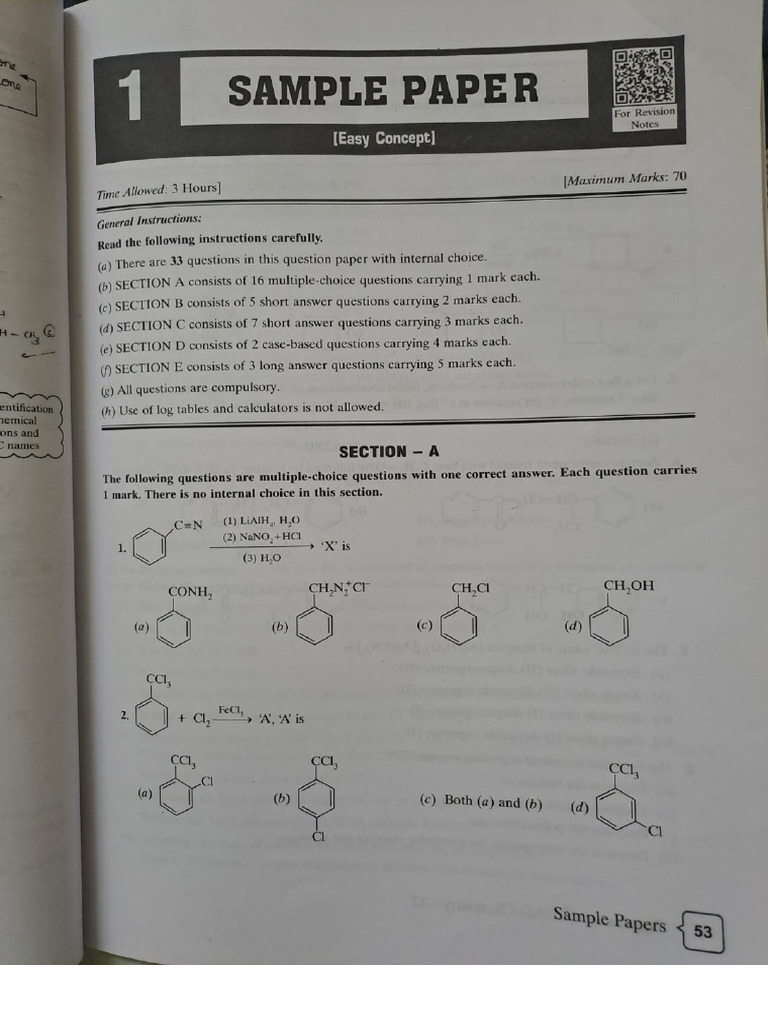 Class XII Chem (2024-25) Sample Paper | PDF