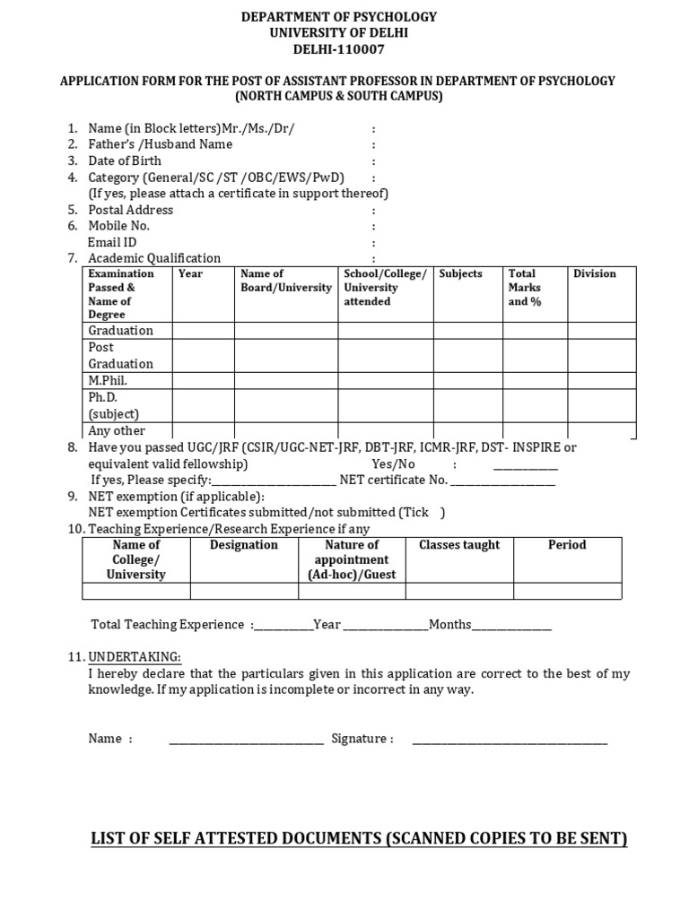 Psychology Adhoc Form | PDF | Doctor Of Philosophy | Academic Degree