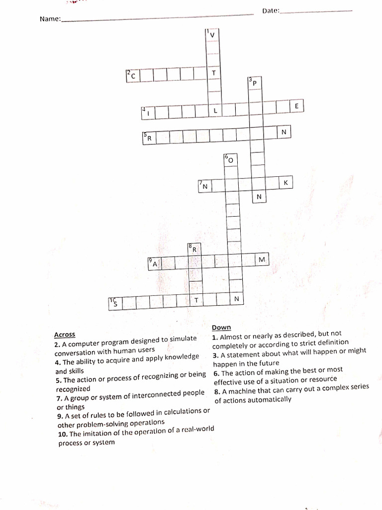 AI Crossword Activity | PDF