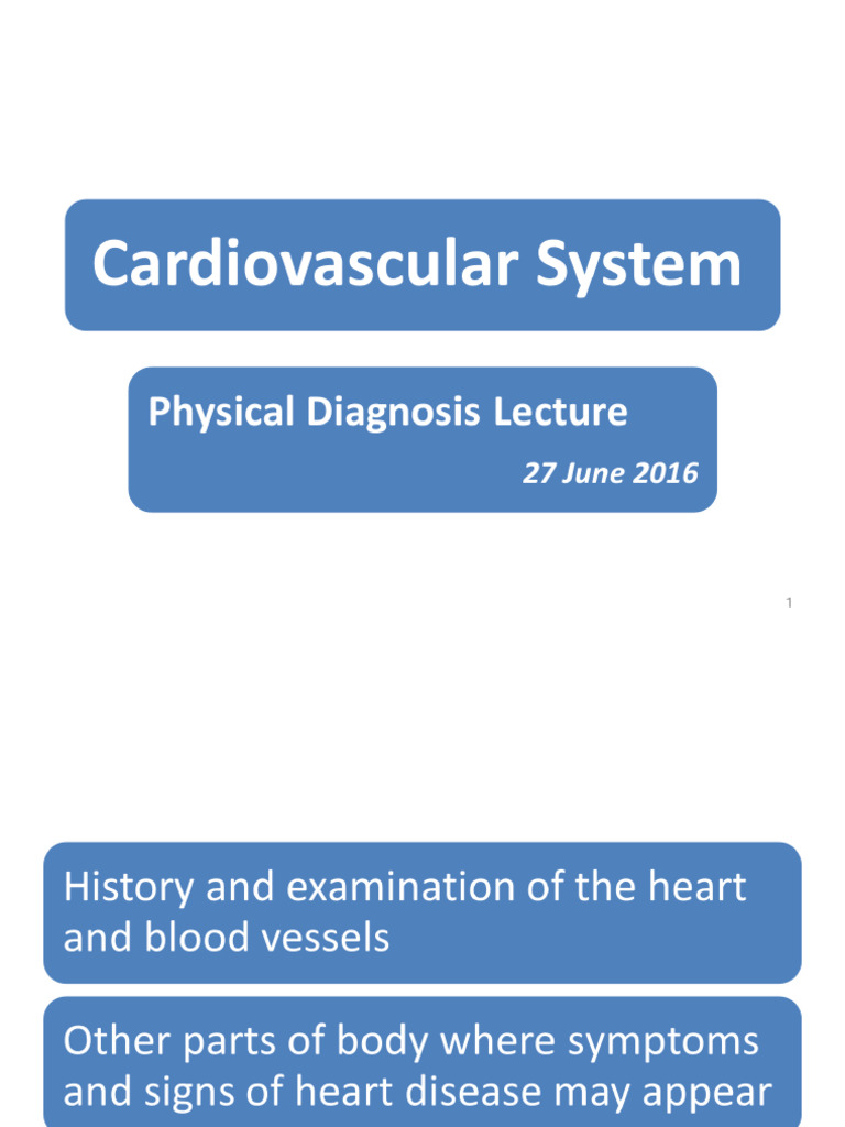 Cardiovascular System - Physical DX - 10 March 2015 | PDF | Heart | Pulse