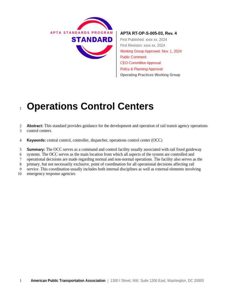 Operations Control Center Standards | PDF | Rail Transport | Transport