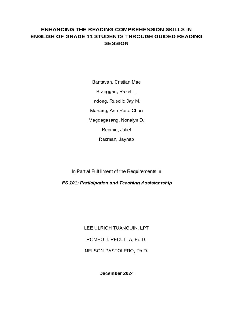 Enhancing Grade 11 Reading Skills | PDF | Reading Comprehension | Cognition
