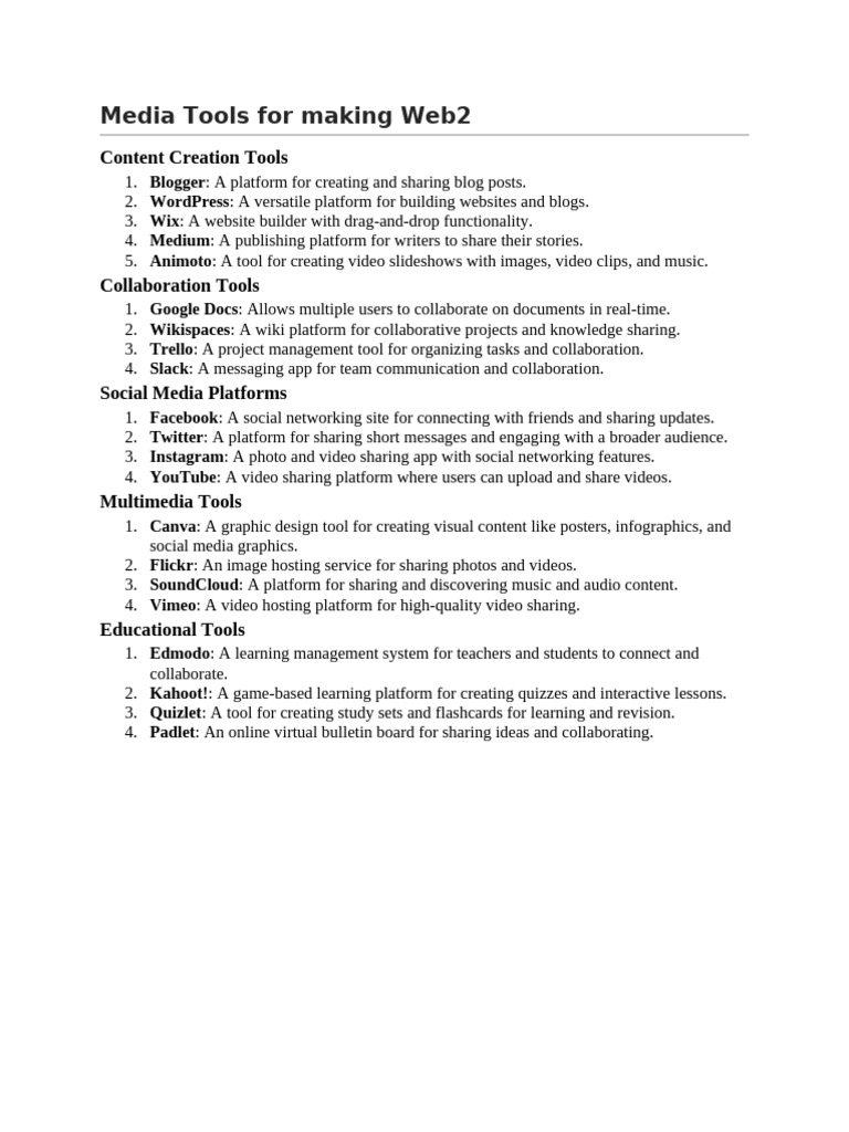 Media Tools For Making Web2 | PDF