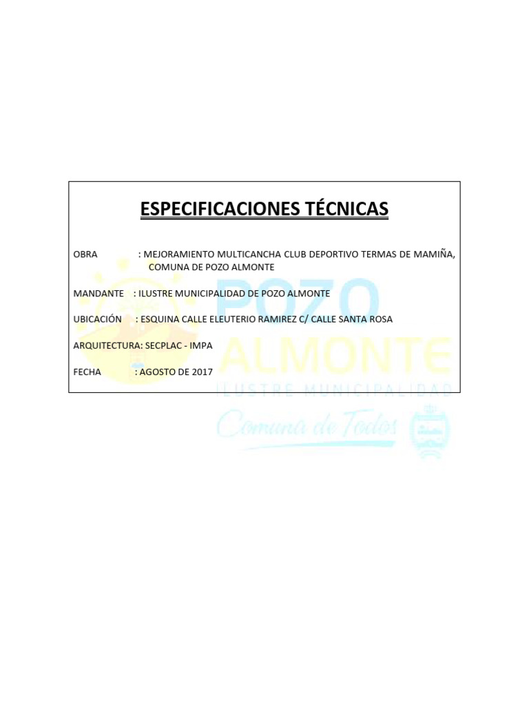 B1. EE - TT Multicancha Techada Mamiña | PDF | Hormigón