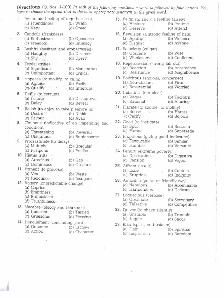 !00 Synonyms CAT | PDF