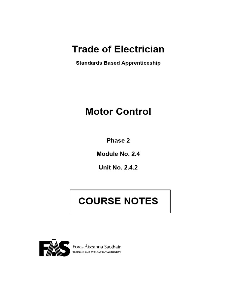Trade of Electrician Motor Control COURSE NOTES - Ecollege | PDF ...