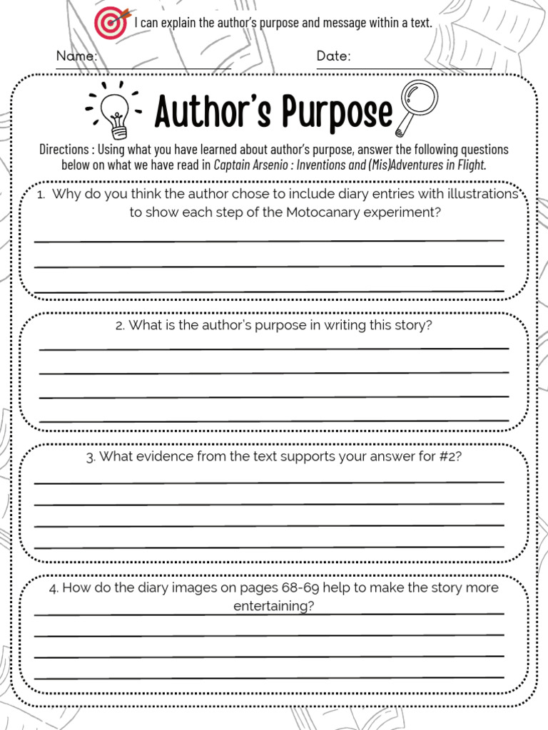 Author’s Purpose Worksheet | PDF | Human Communication | Cognition