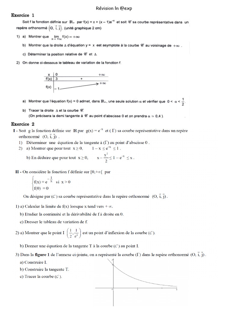 Révision ln @exp Exercices | PDF