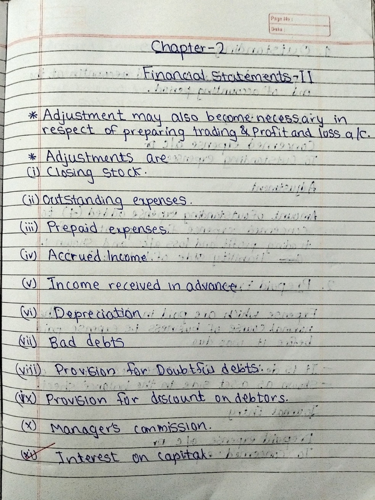 Handwritten Adjustment in Financial Statements | PDF | Income ...