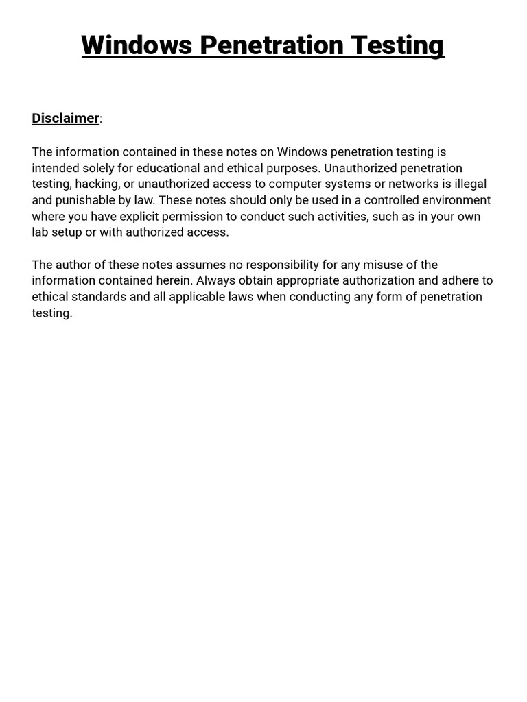 Windows Penetration Testing | PDF | Penetration Test | Security