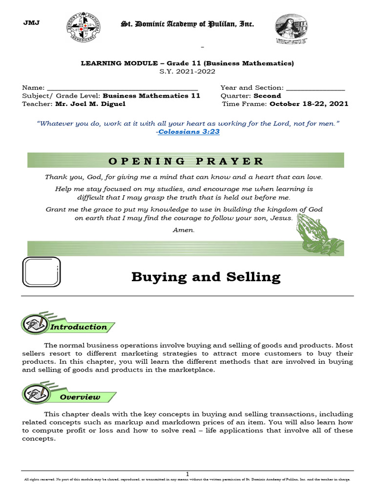 BusinessMath-Week8 21-22 | PDF | Gross Margin | Prices