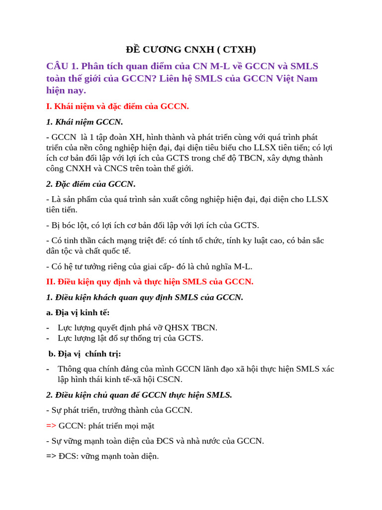 ĐỀ CƯƠNG CNXH | PDF