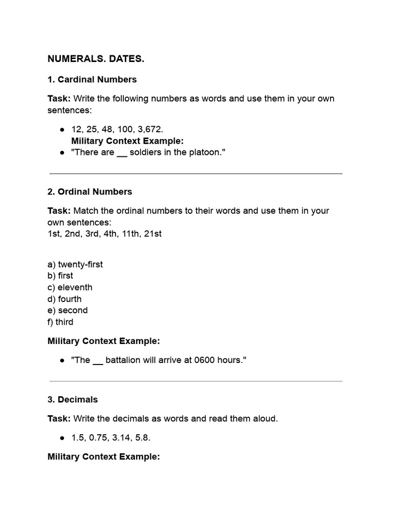 NUMERALS | PDF | Nato | Military