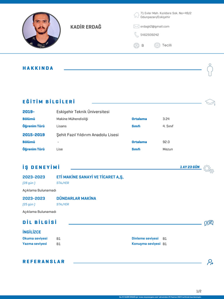 KADİR_ERDAĞ_Vizyoner_Mavisi_Vizyoner_CV | PDF