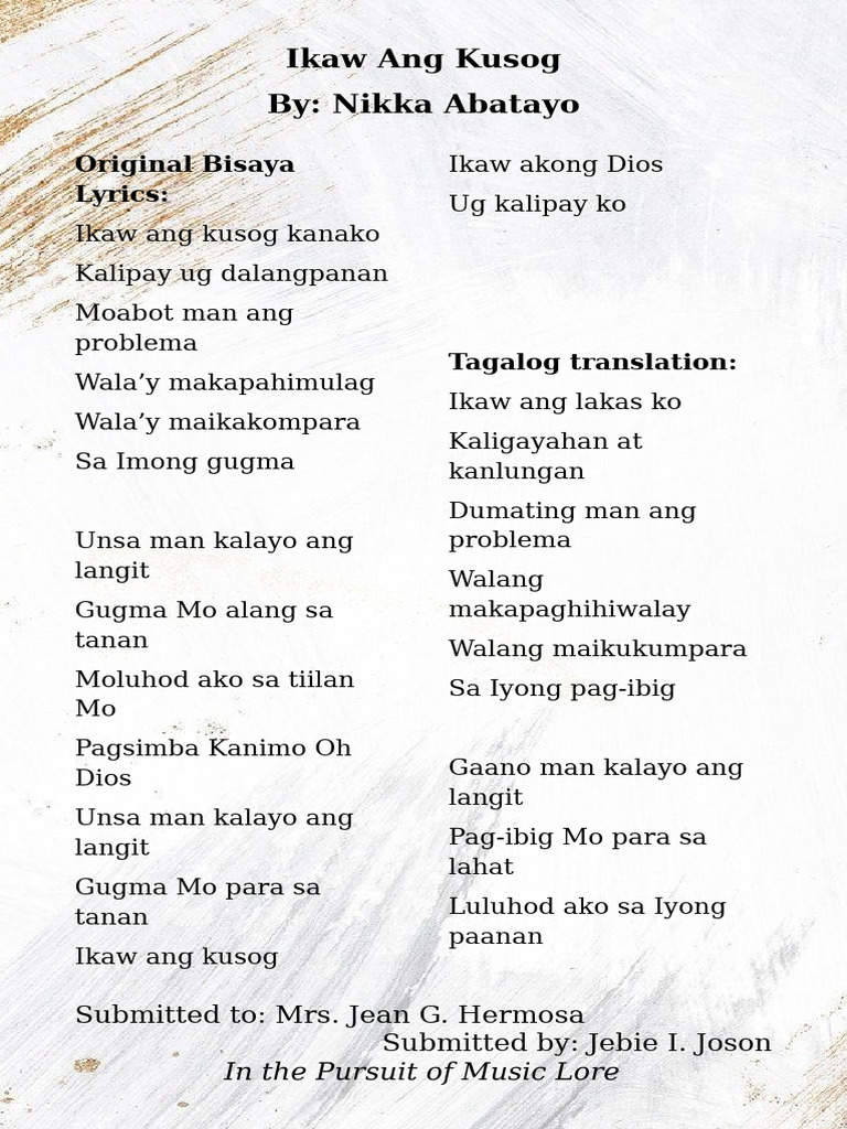 Ikaw Ang Kusog Lyrics | PDF