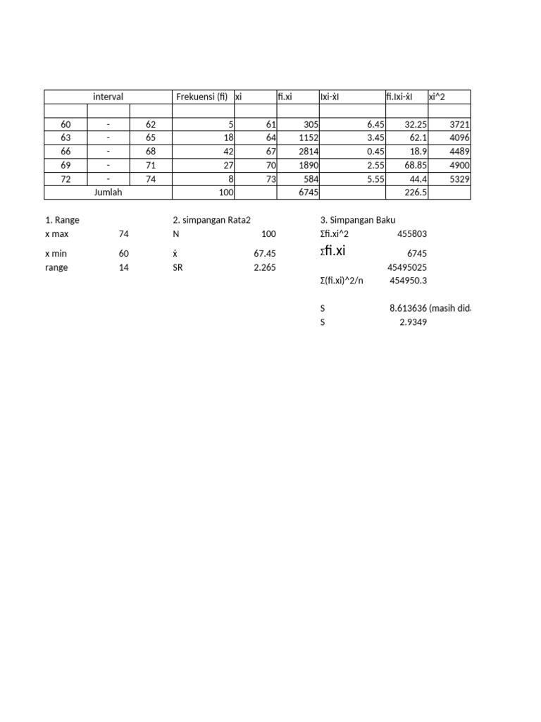 Contoh Soal Statistika Dalam Excel | PDF
