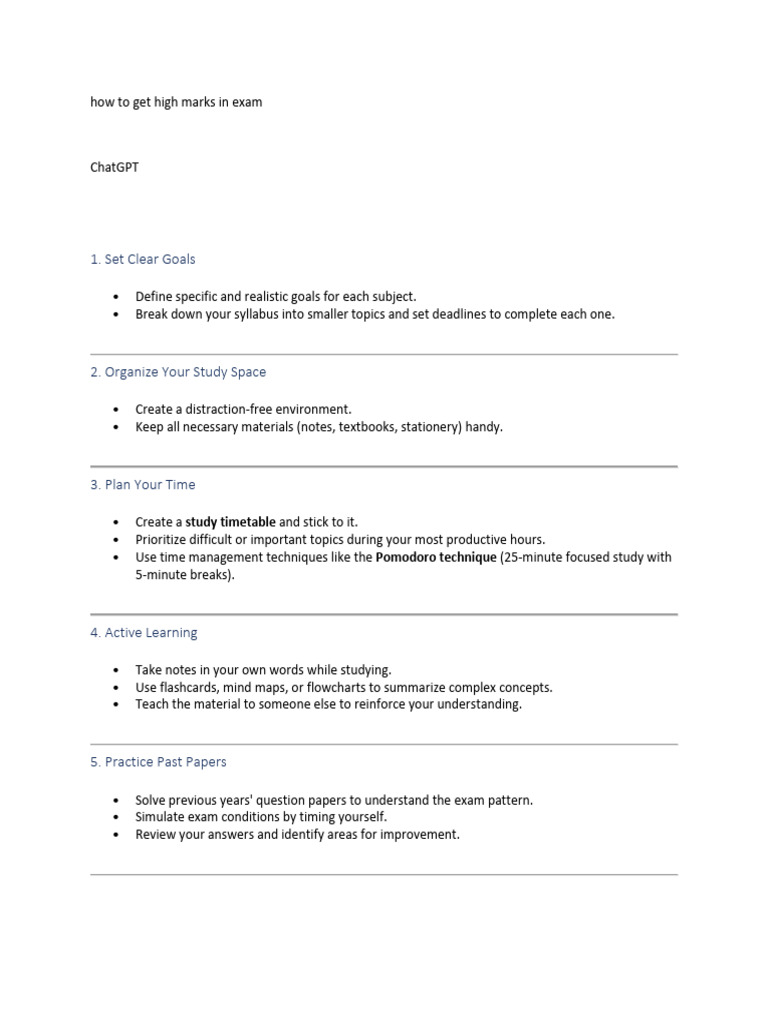 how to get high marks in exam | PDF | Dieting | Foods