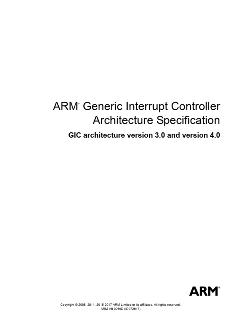 Arm Generic Interrupt Controller Architecture Specification Gic Architecture Version 3 And
