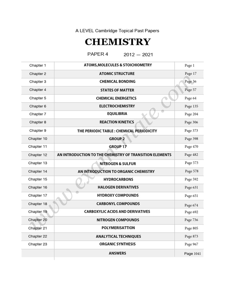 Chemistry Exam | PDF | Chemistry | Molecules