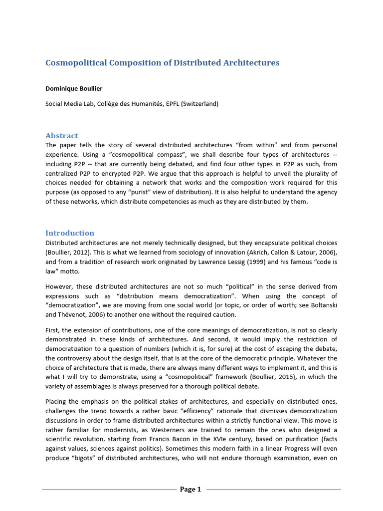 Distributed Architectures First Monday Boullier - Final Révisé DB | PDF ...