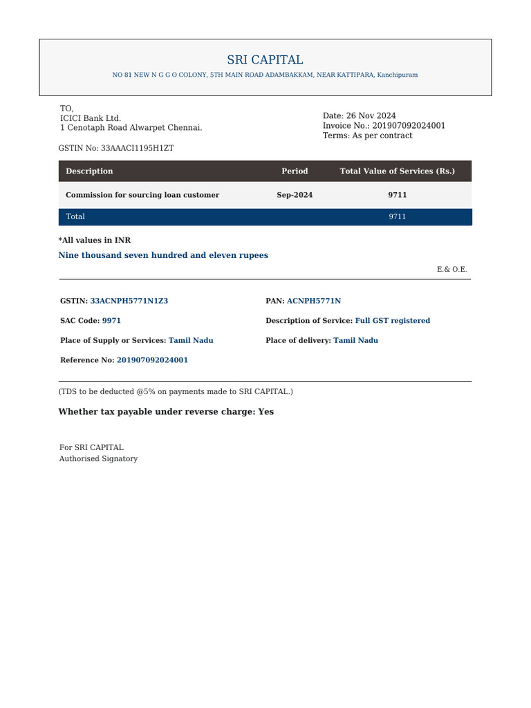 Invoice for Loan Sourcing Services | PDF