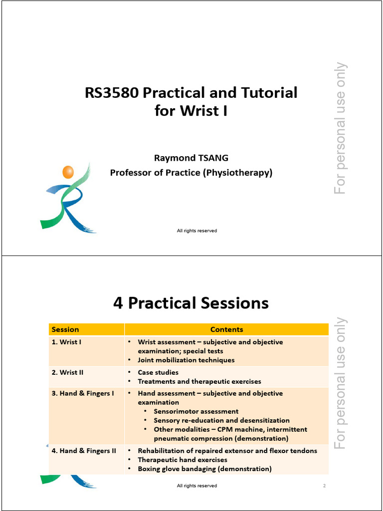 01_RS3580 Practical & Tutorial for Wrist I | PDF | Anatomical Terms Of ...