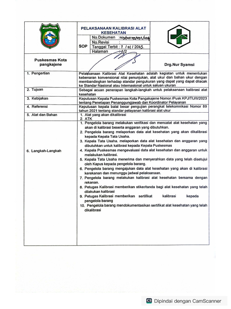 SOP KALIBRASI ALKES | PDF