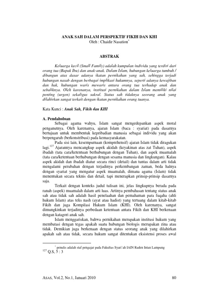 ID Anak Sah Dalam Perspektif Fikih Dan Khi | PDF