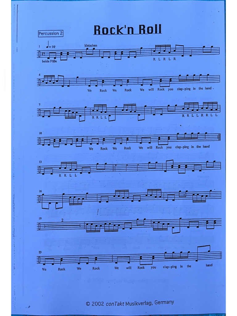 Rock'n Roll - Percusión 2 | PDF