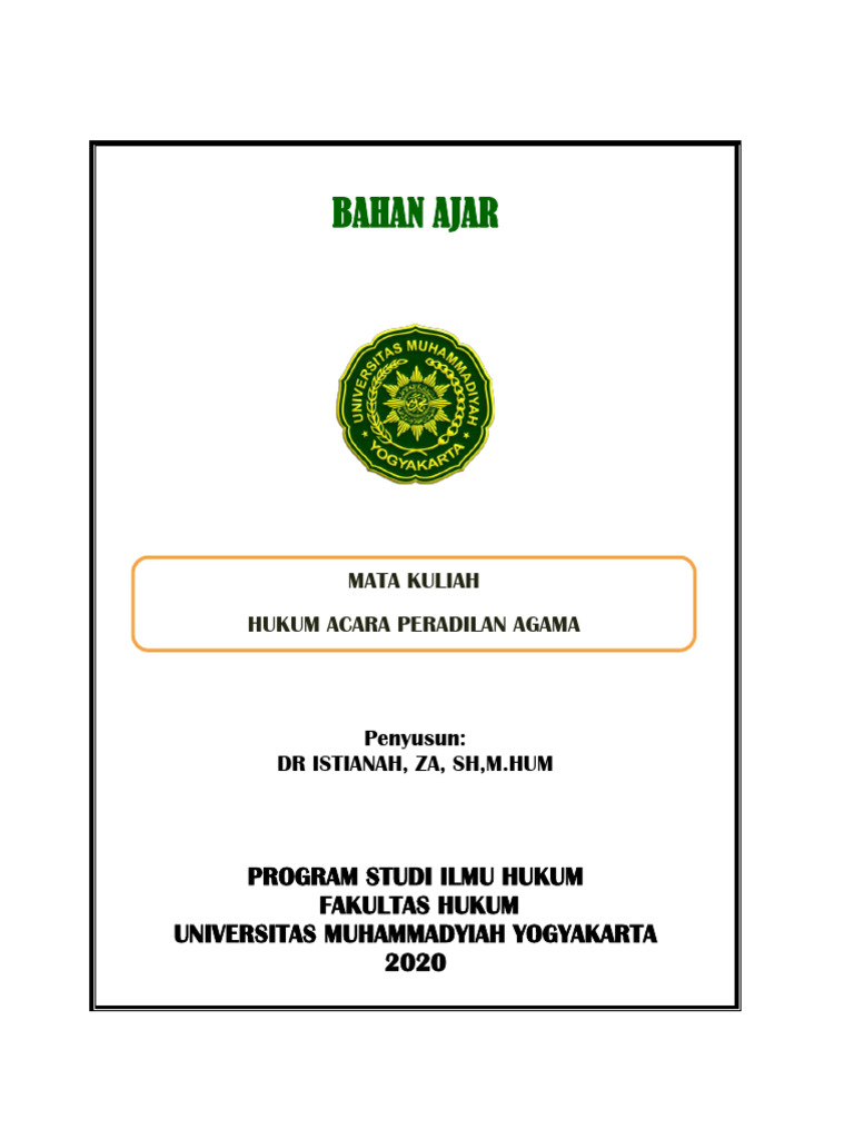 BAHAN AJAR Hukum Acara Peradilan Agama SKP 2020 | PDF