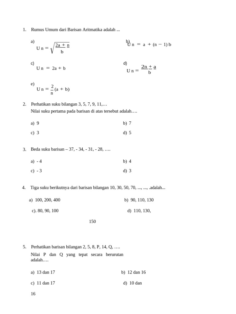 Soal Ujian Smtr 1 MTK Kelas 8 SMP IT 2024 | PDF