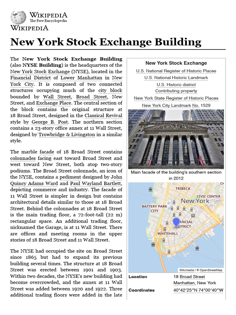 New York Stock Exchange Building Overview | PDF