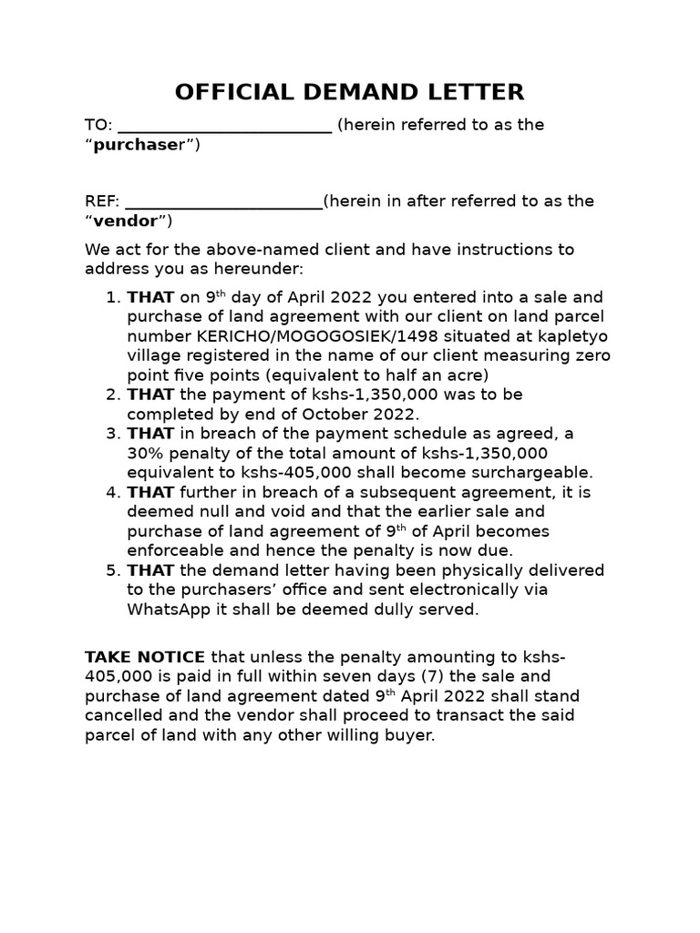 Official Demand Letter Draft Final | PDF