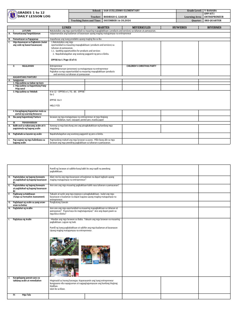 DLL Quarter 3 Week 3 EPP_ICT 5 | PDF