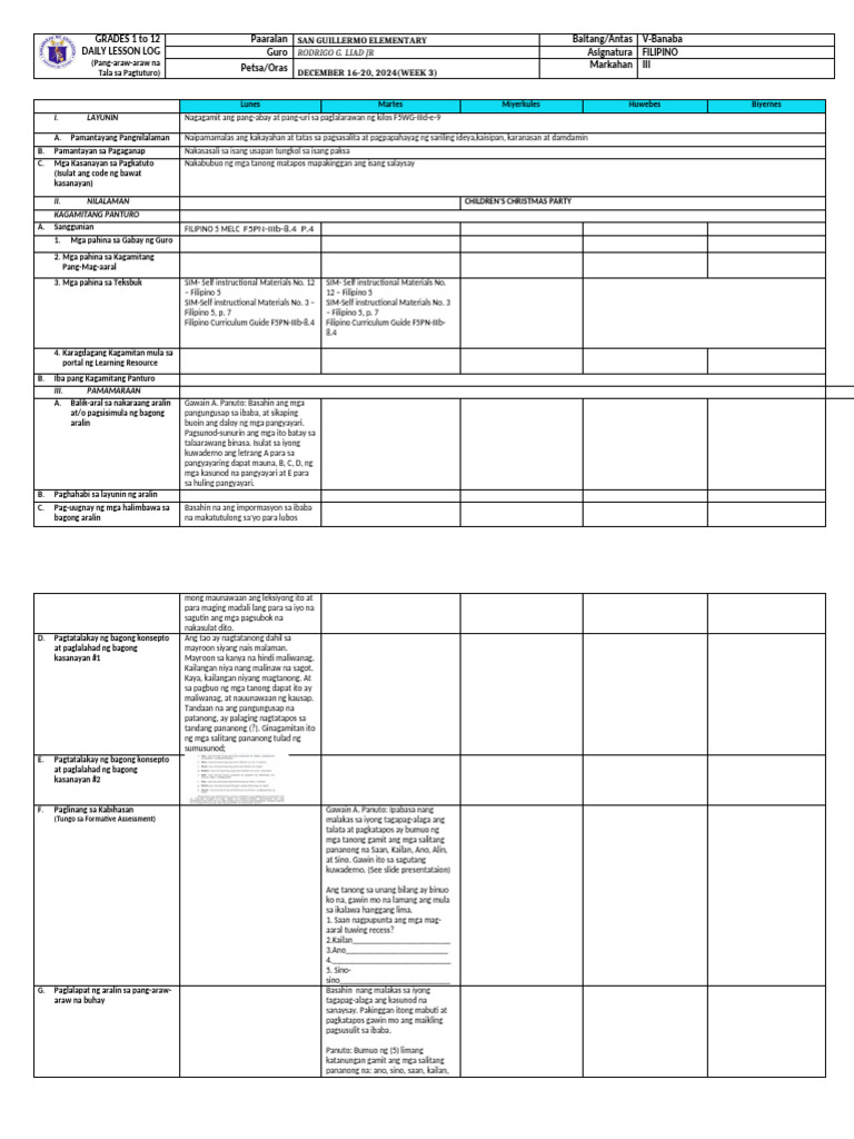 DLL Q3 W3 Filipino-5 | PDF