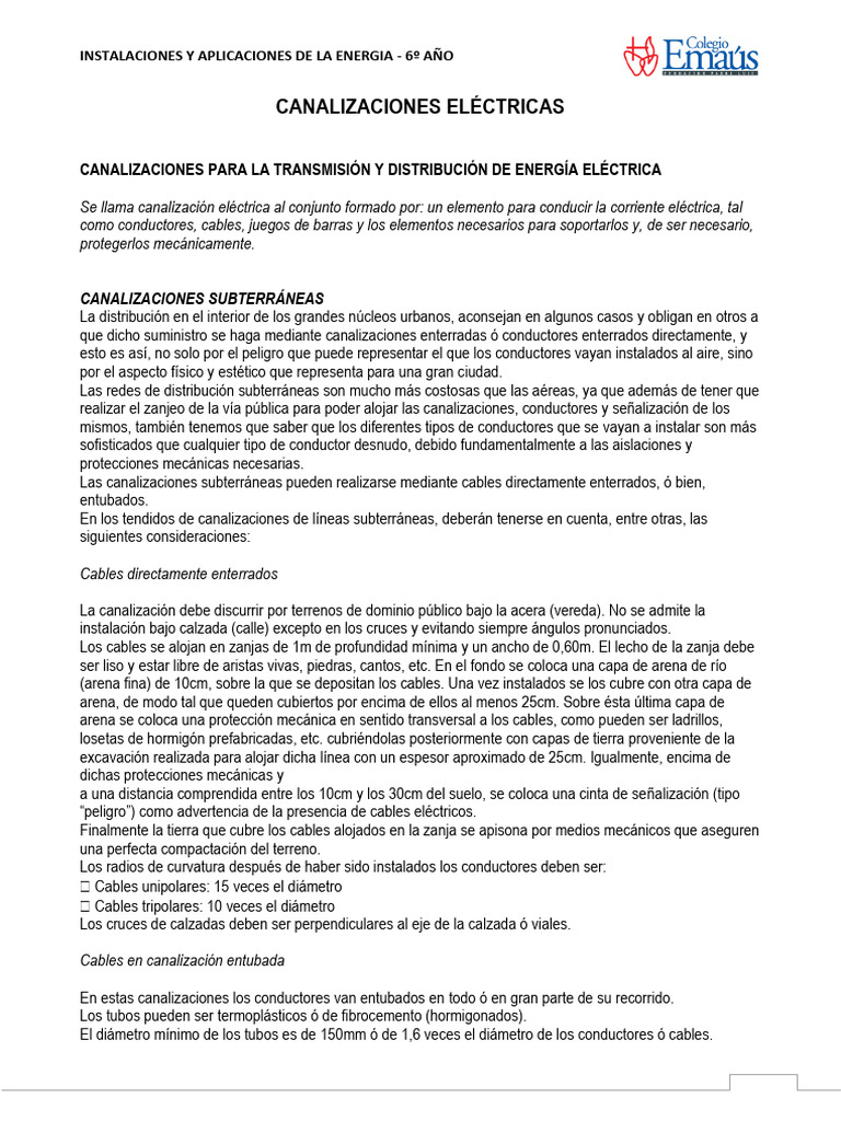 IAE Unidad 2 Canalizaciones Electricas | PDF | Aislador (Electricidad) | Conductor electrico