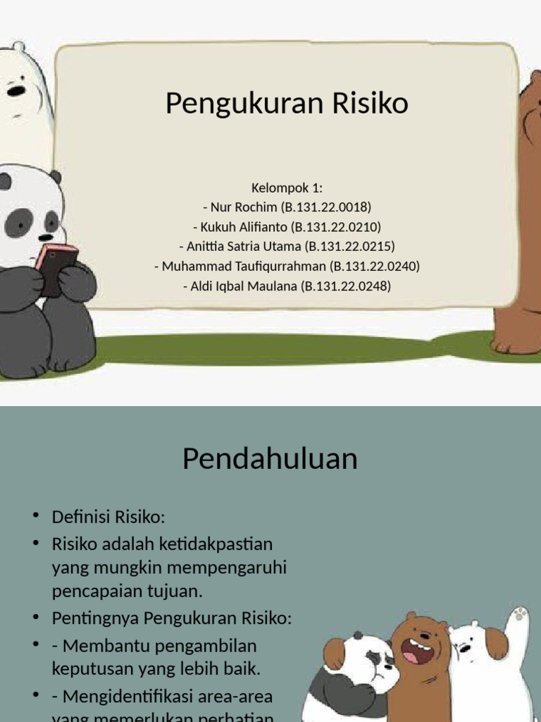 Pengukuran Risiko - PPT Kelompok 1 - Manajemen Resiko | PDF