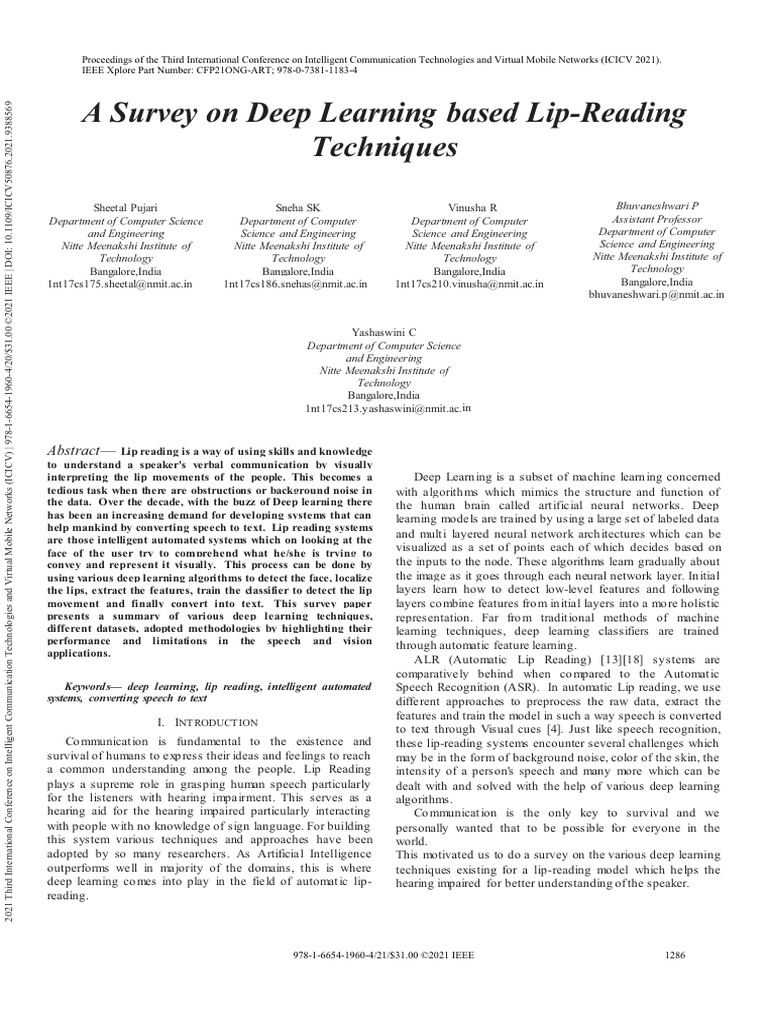 A_Survey_on_Deep_Learning_based_Lip-Reading_Techniques | PDF | Deep Learning | Speech Recognition