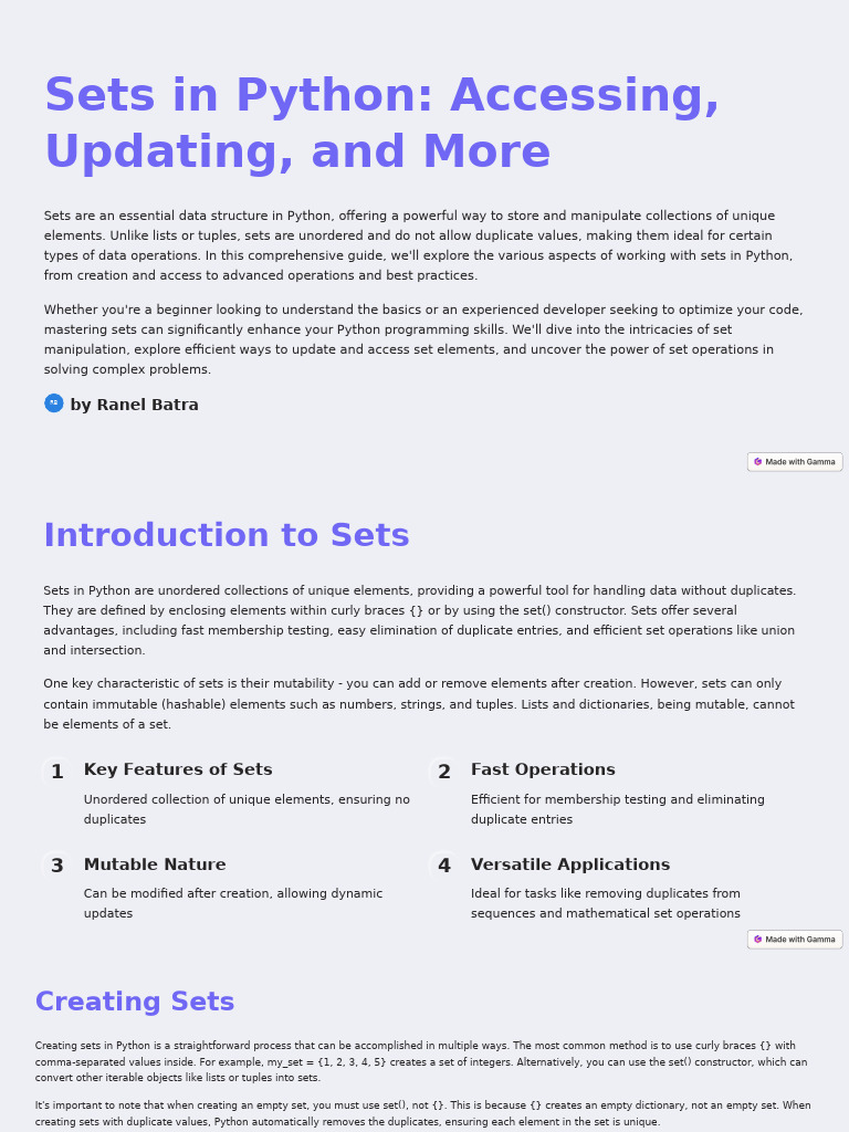 Sets In Python Accessing Updating And More Pdf Set Mathematics Python Programming Language