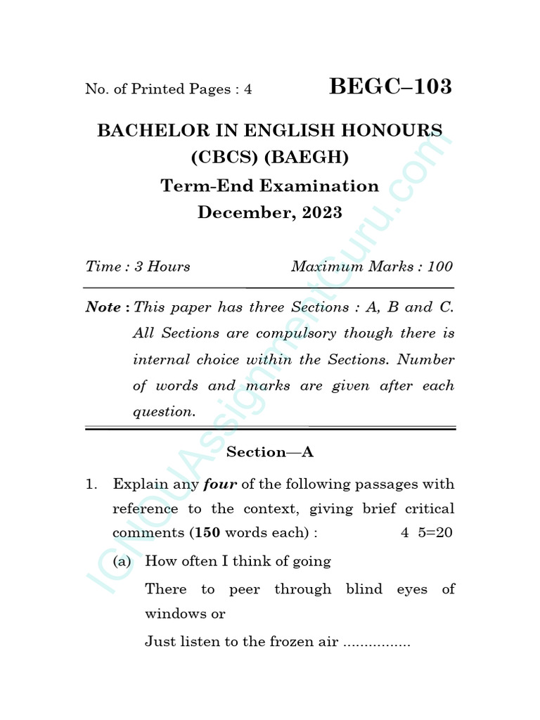 Dec 2023 BEGC-103 | PDF