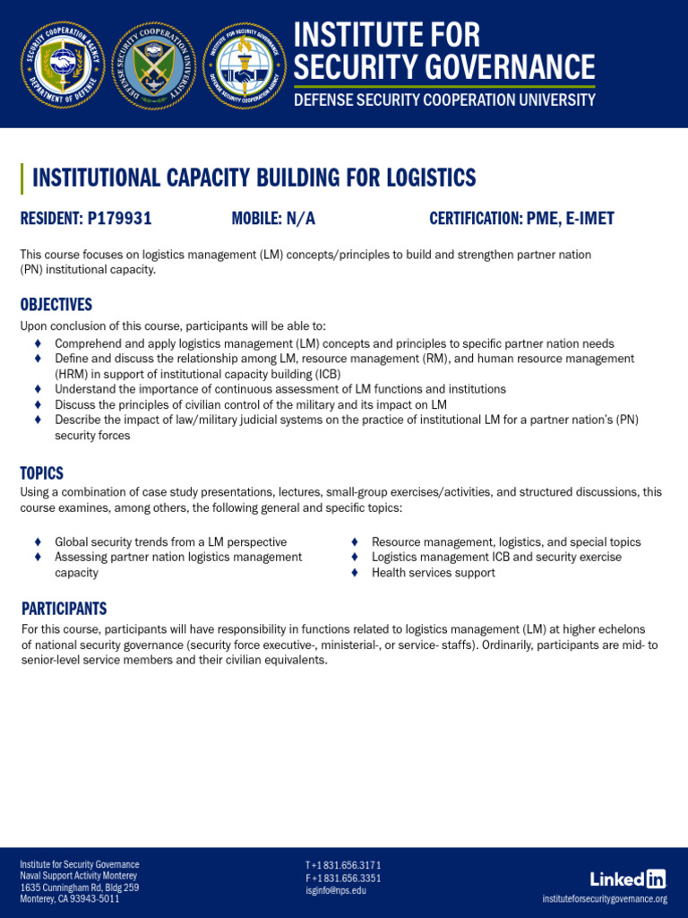 ISG_LCB_P179931_Institutional Capacity Building for Logistics | PDF ...