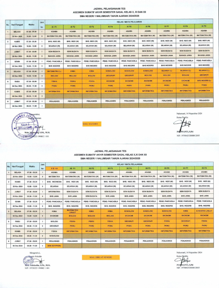 Jadwal Fix PAS 2024 | PDF