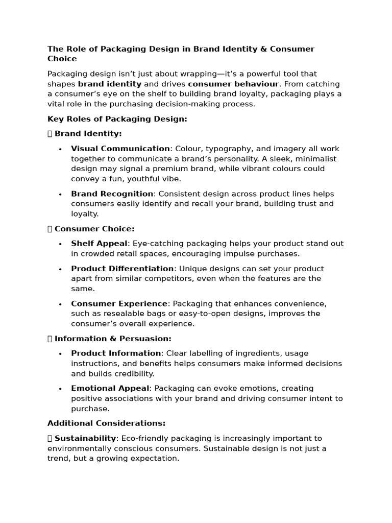 The Role of Packaging Design in Brand Identity and Consumer Choice ...