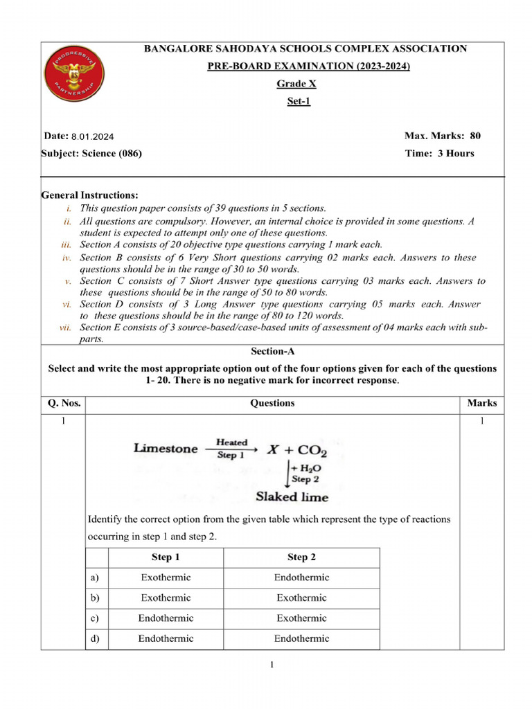 Sahodaya Science Pyqs | PDF
