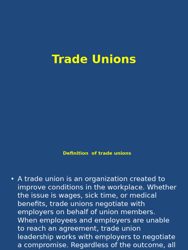 Trade Unions | PDF | Trade Union | Employment