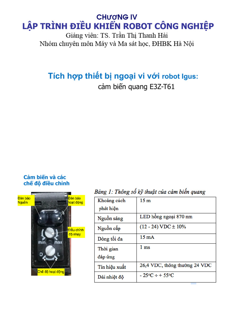 Tich hợp CB quang voi robot Igus | PDF